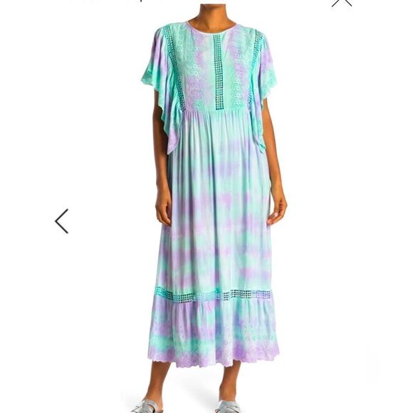 RAGA | Dresses | Ragasweettooth Tie Dye Eyelet Crochet Lace Maxi Dresslarge | Poshmark